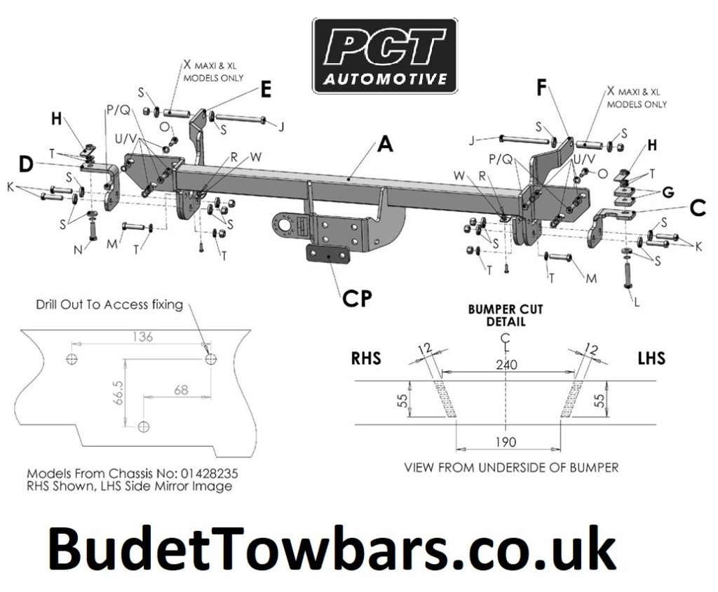 Fiat Ducato Tow Bar Van & Maxi 2006 to 2023 – PCT Fixed Flange Tow Bars ...